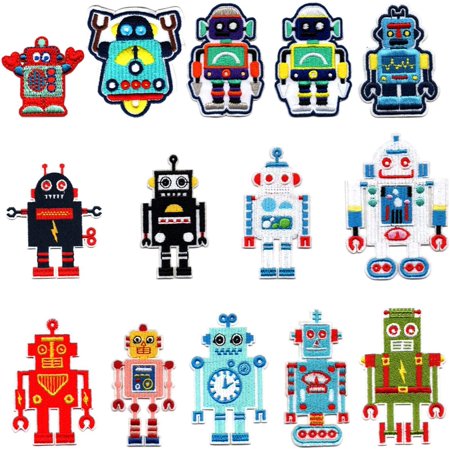 Robots Patches Iron On Set 14 Pieces Cartoon Sew On Fabric Applique ...