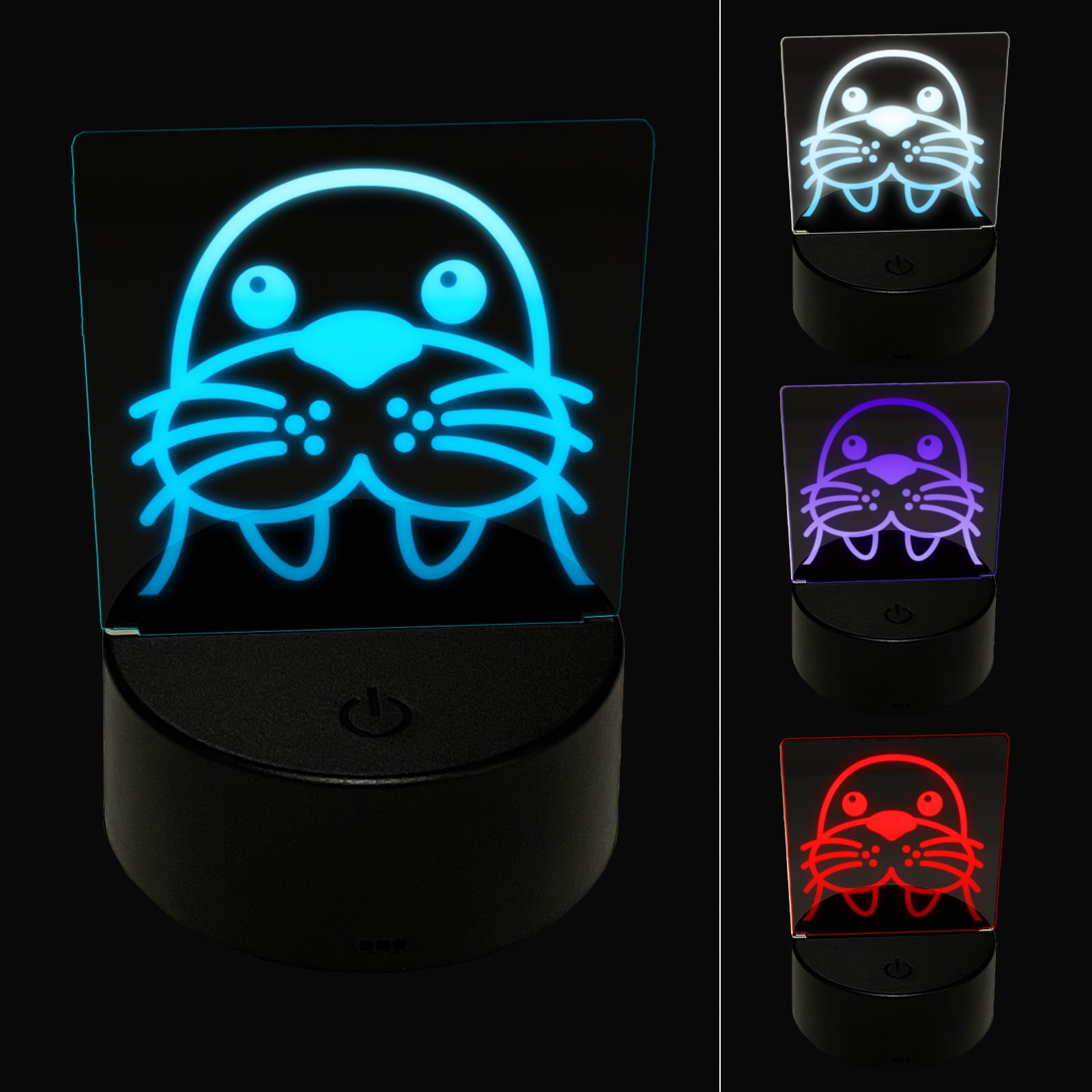 Peeking Walrus LED Night Light Sign 3D Illusion Desk Nightstand Lamp ...