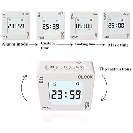 Home & Office Timer with Clock Alarm, 5,25 Minute Preset and Customized ...
