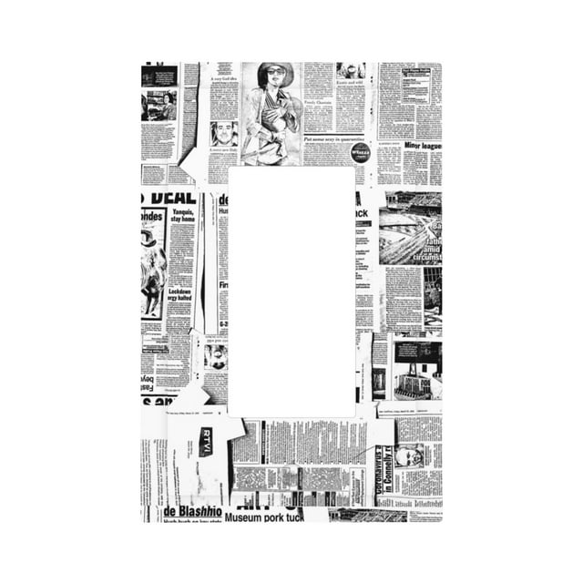 DouZhe 1-Gang Decorator/Rocker Wallplate, Black White Newspaper Collage ...