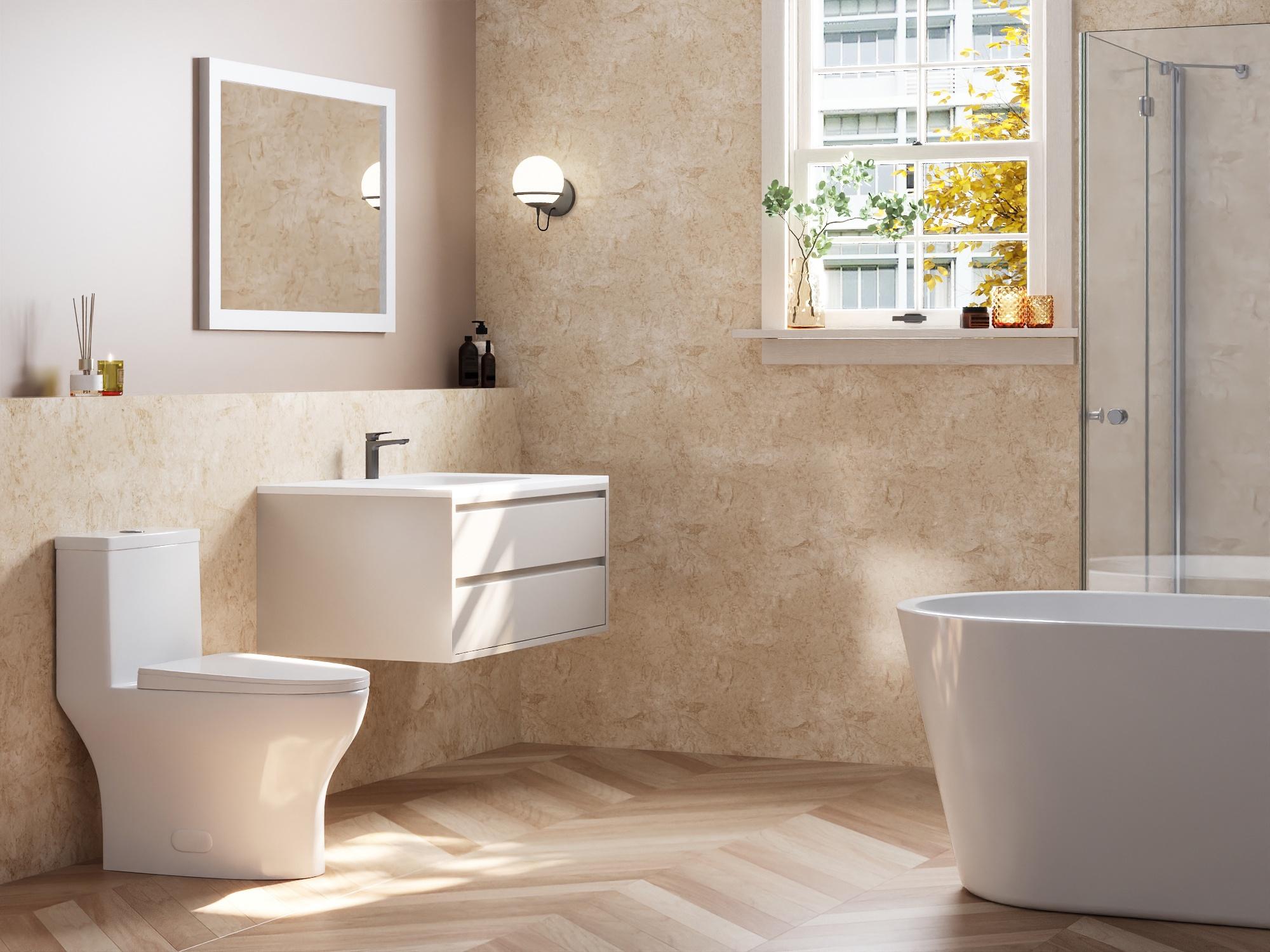 Ally One-Piece 0.8/1.28 GPF Dual-Flush Elongated Toilet in White (Seat ...