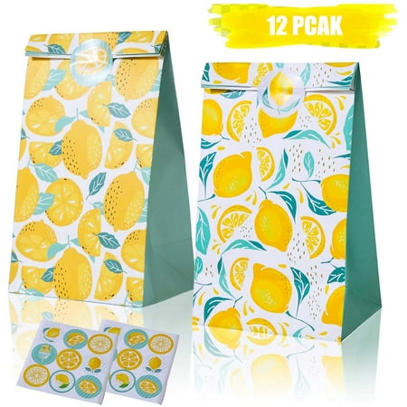 So Fresh Lemon Gift Bags Lemon Pattern Treat Bag Citrus Lemonade Party ...
