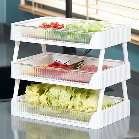 Kitchen Shelves Foldable Vegetable Trays Multi-Function Fruit and ...
