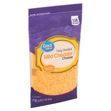 Great Value Finely Shredded Sharp Cheddar Cheese, 16 oz - Walmart.com