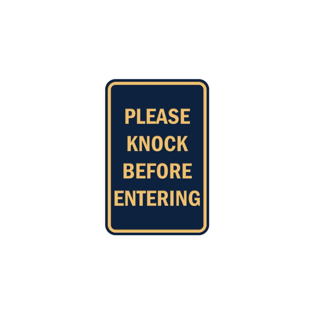 Portrait Round Please Knock Before Entering Sign (Navy Blue/Gold ...