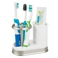 mDesign Plastic Toothbrush Holder Cup with Toothpaste Storage, Bathroom ...