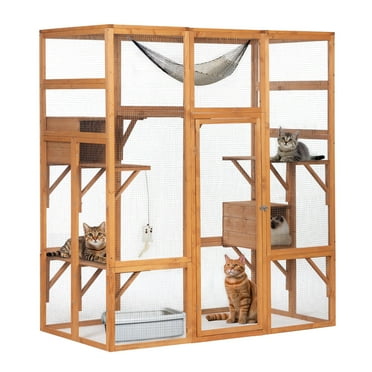 Magic Union Outdoor Wooden Cat House Large Cat Enclosures Kitten Cage ...