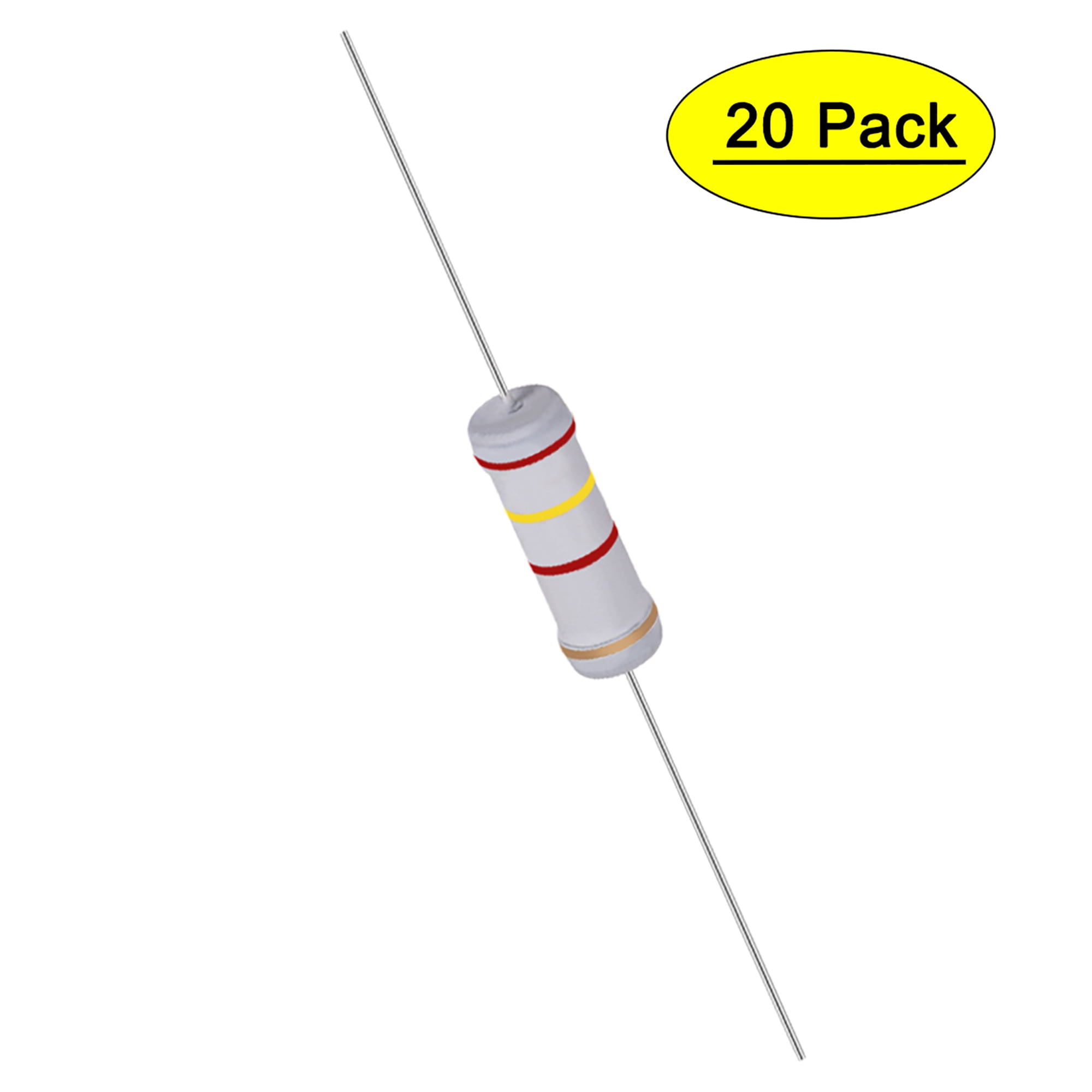 Uxcell 2.4K Ohm 3W ±5% Tolerance Axile Lead Metal Oxide Film Resistor ...