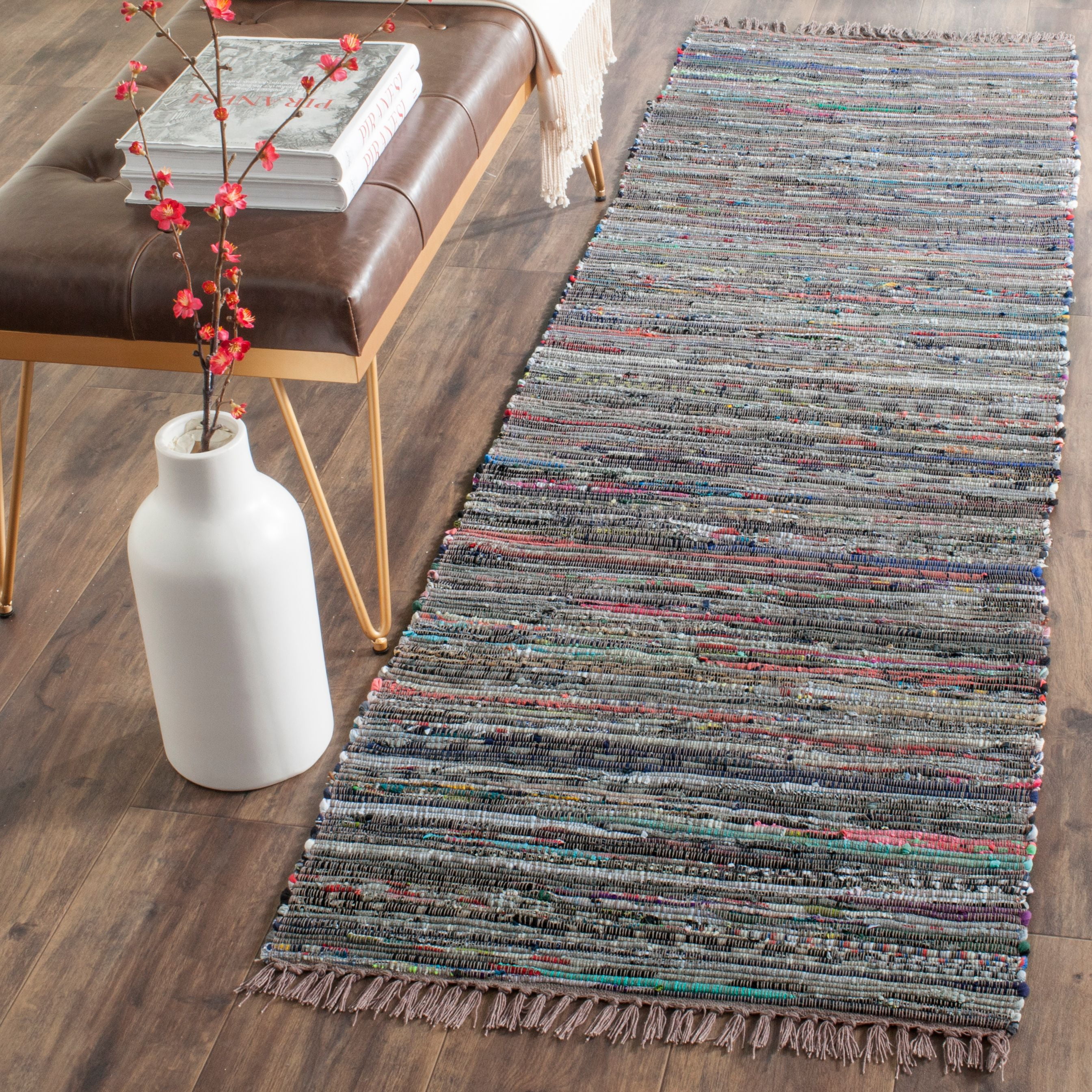 Safavieh Rag Robynne Striped Cotton Runner Rug, Rust/Multi, 2'3" x 6 ...