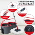 MRSUNKI Spin Mop & Bucket Set, Detachable Double Buckets, 4 Mop Heads ...