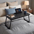 Folding TV Tray Table with Adjustable Tilt Top, Black Woodgrain ...