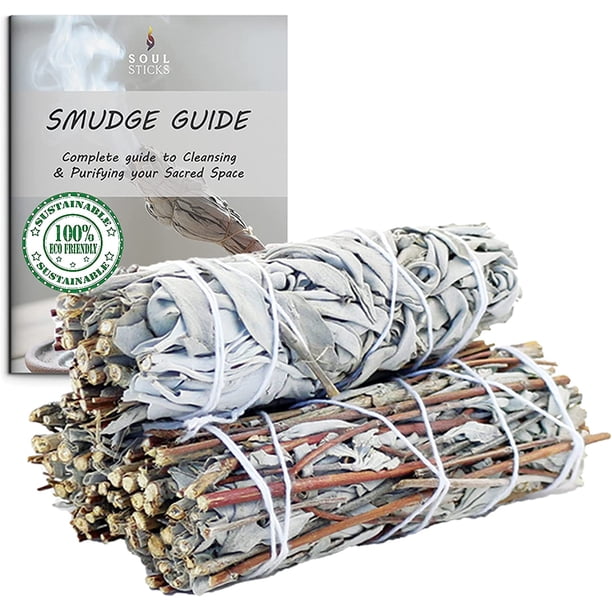 AncientVeda Pack of 3 White & Royal Sage Smudge Sticks Bundles & Smudge ...