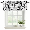 Black White Linear Grid 2 Panels Kitchen Valance, Modern Abstract ...