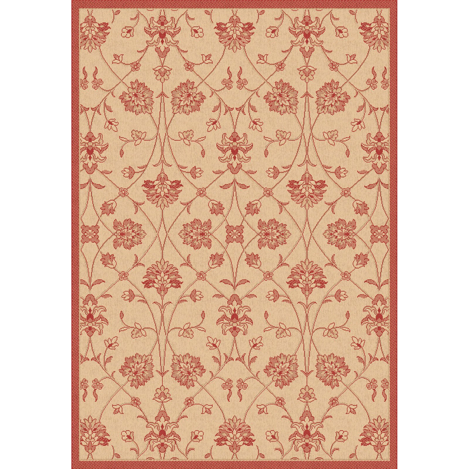 Dynamic Rugs Piazza Parisian Indoor/Outdoor Area Rug - Natural/Red ...