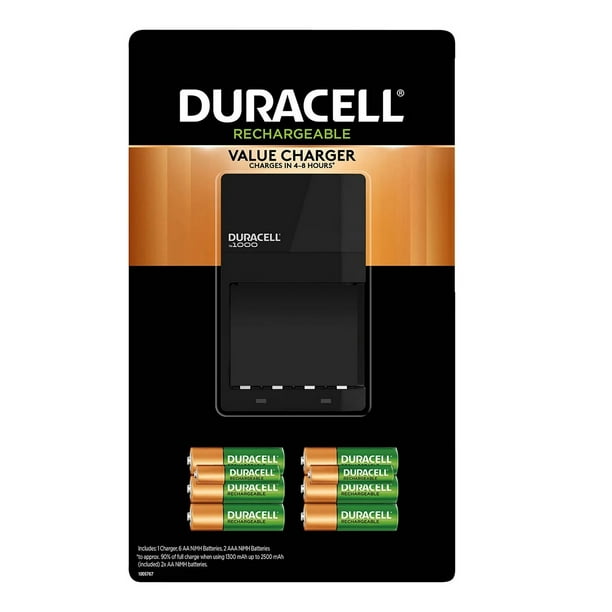 Duracell Rechargeable Value Charger with 6AA and 2 AAA NiMH Batteries ...