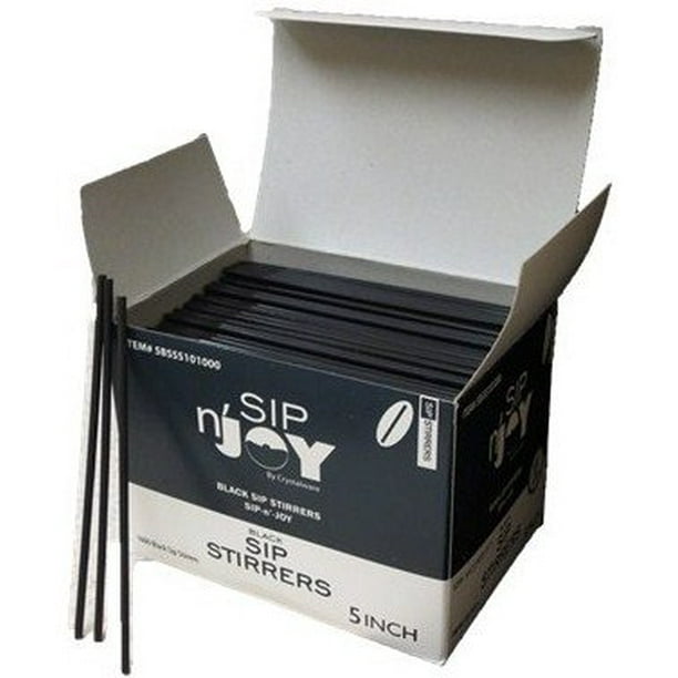 Crystalware 1000ct Black Plastic Stirrers For Coffee and Cocktail, 5in ...