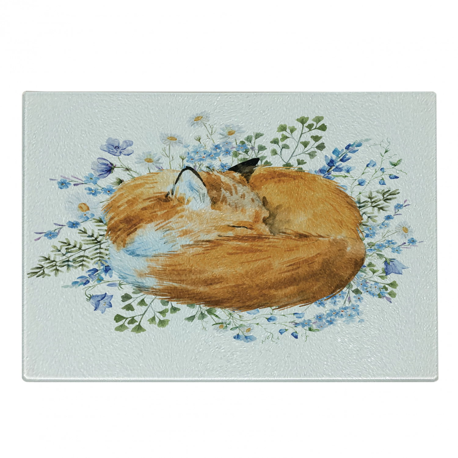 Fox Cutting Board, Sleeping Fox in Watercolors Hand Drawn Fresh Wild ...