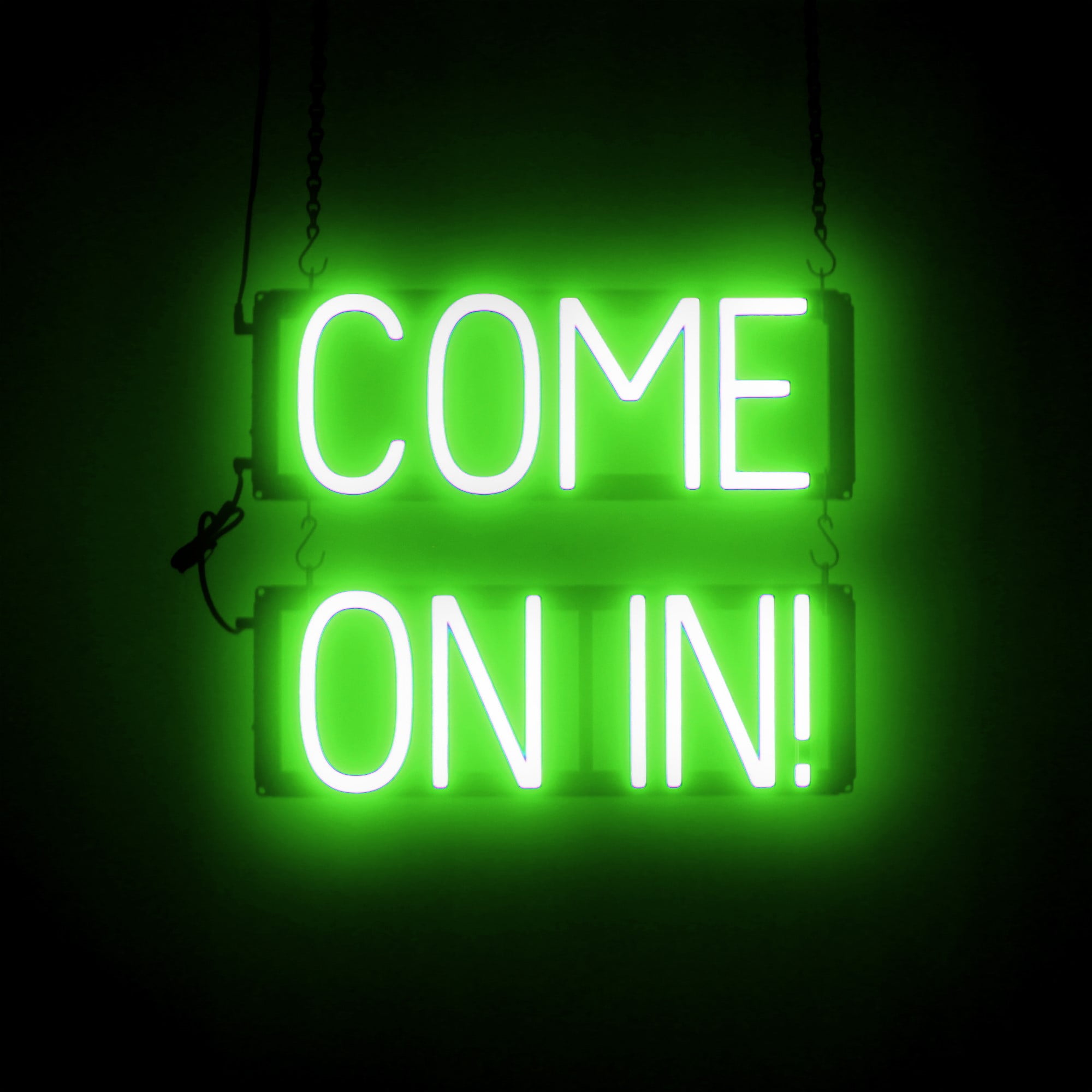 SpellBrite COME ON IN! LED Sign for Business. 17.8" x 15.0" Green COME ...