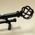 Lumino 1" and 5/8" Black Prima Cage Adjustable Double Curtain Rod Set ...