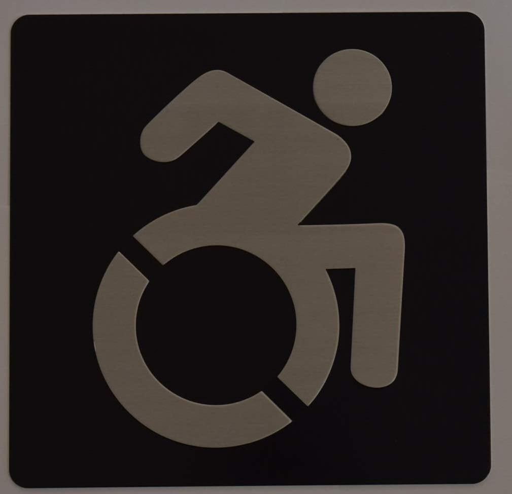 International Symbol of Accessibility (ISA) Sign - 6x6 (Black/Silver ...