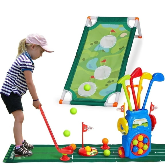 Franklin Sports Kids Plastic Golf Set - Adjustable Youth Clubs - Red ...