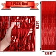 4 Pack Red Foil Fringe Curtain Backdrop, 3.28Ft x 8.2Ft Metallic Tinsel ...