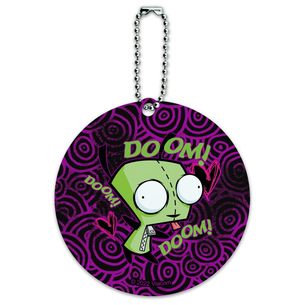 Invader Zim Gir Doom Dance Round Luggage ID Tag Card Suitcase Carry-On ...
