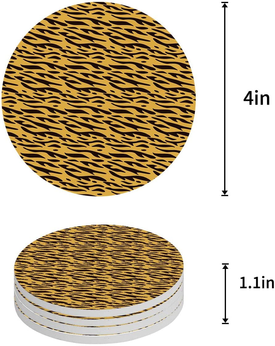 FMSHPON Leopard Print Set of 8 Round Coaster for Drinks, Absorbent ...