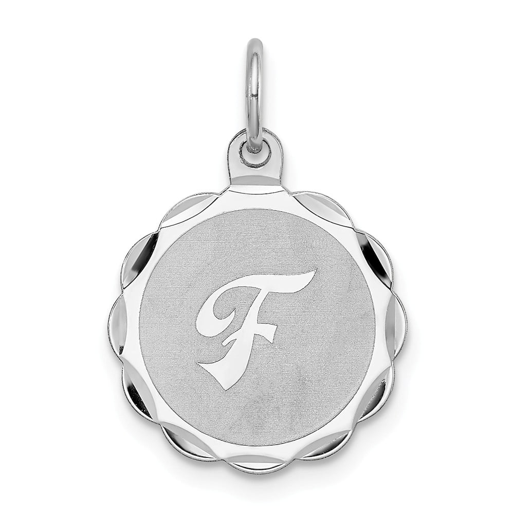Solid 925 Sterling Silver Brocaded Initial Letter F Alphabet Charm ...