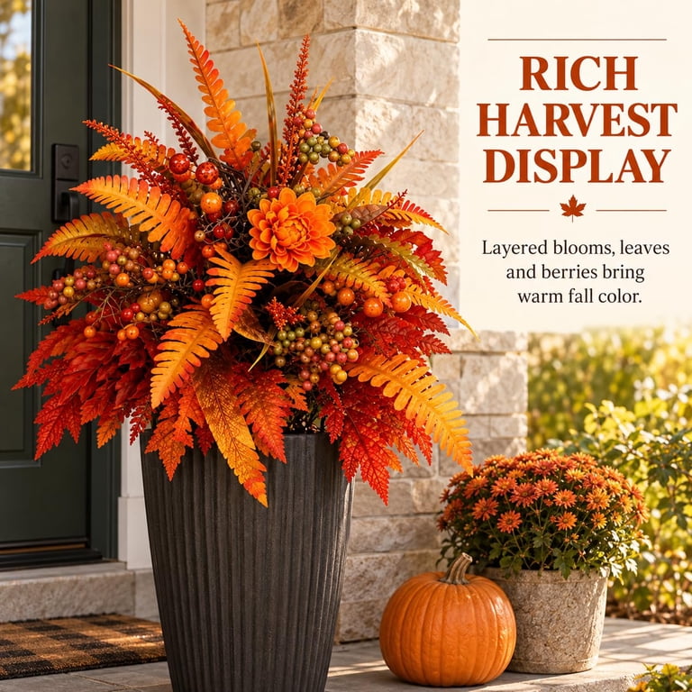 Fall Harvest Floral Garden Stake for Autumn Outdoor Planter Deco ...