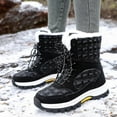 Black Womens Casual Round Toe Thick Sole Warm Boots Pu Leather Slip On ...