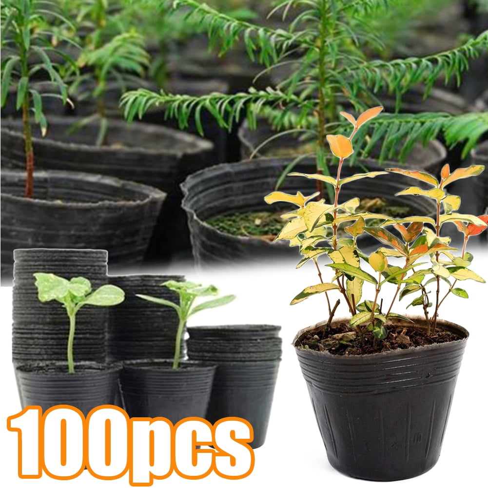Travelwant 100Pcs Plastic Flexible Nursery Pot Flower Pots, Plastic ...