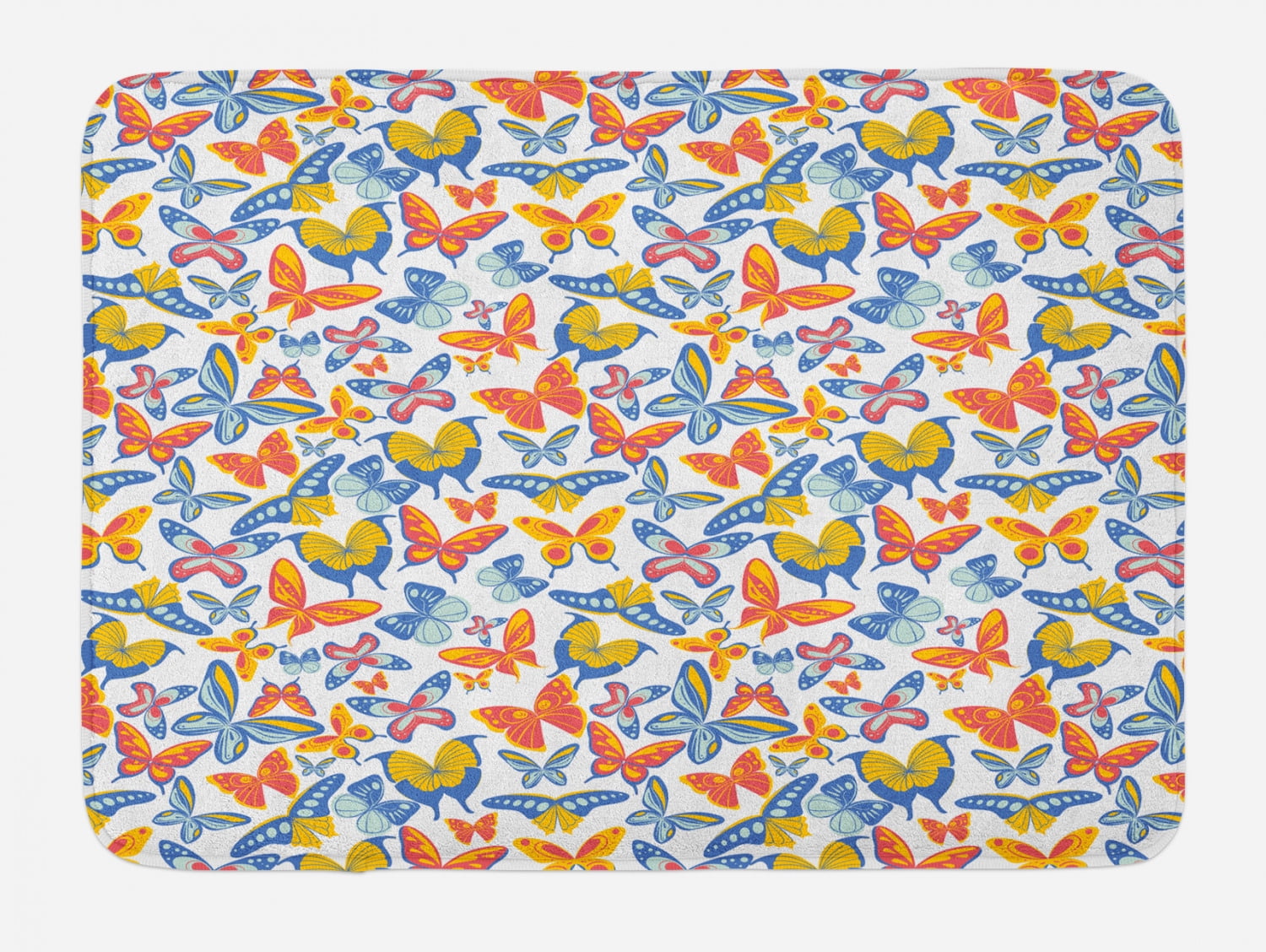 Butterfly Bath Mat, Repetitive Style Spring Insects Flying Creatures on ...