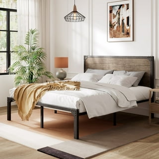 Castle Place Modern Geometric Slat Full Size Metal Platform Bed, White ...