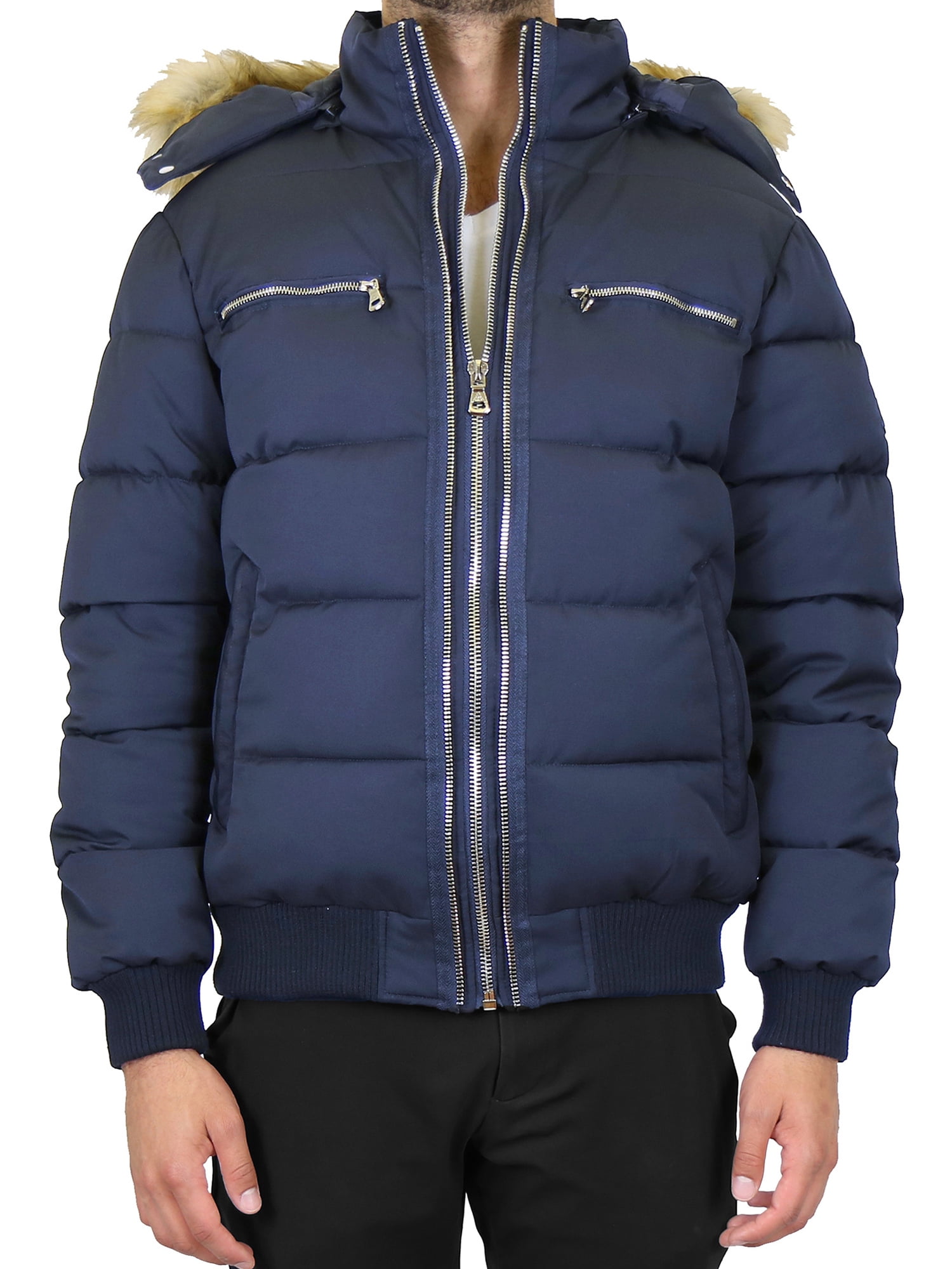 Men's Heavyweight Jacket With Detachable Fur Hood - Walmart.com