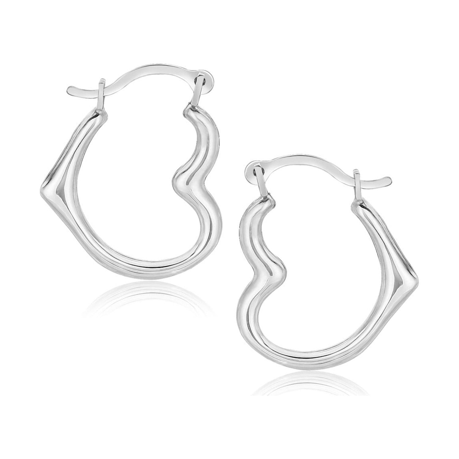 Click here for Zawadee 10k White Gold Heart Hoop Earrings prices