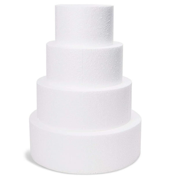 Set of 4 Round Cake Dummy, Polystyrene Craft Foam Circle for Wedding ...