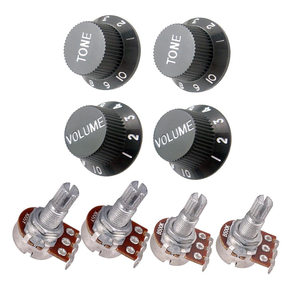 1/set Guitar Volume 18mm Slipt Shaft 500K Potentiometers & Rotary Knob ...
