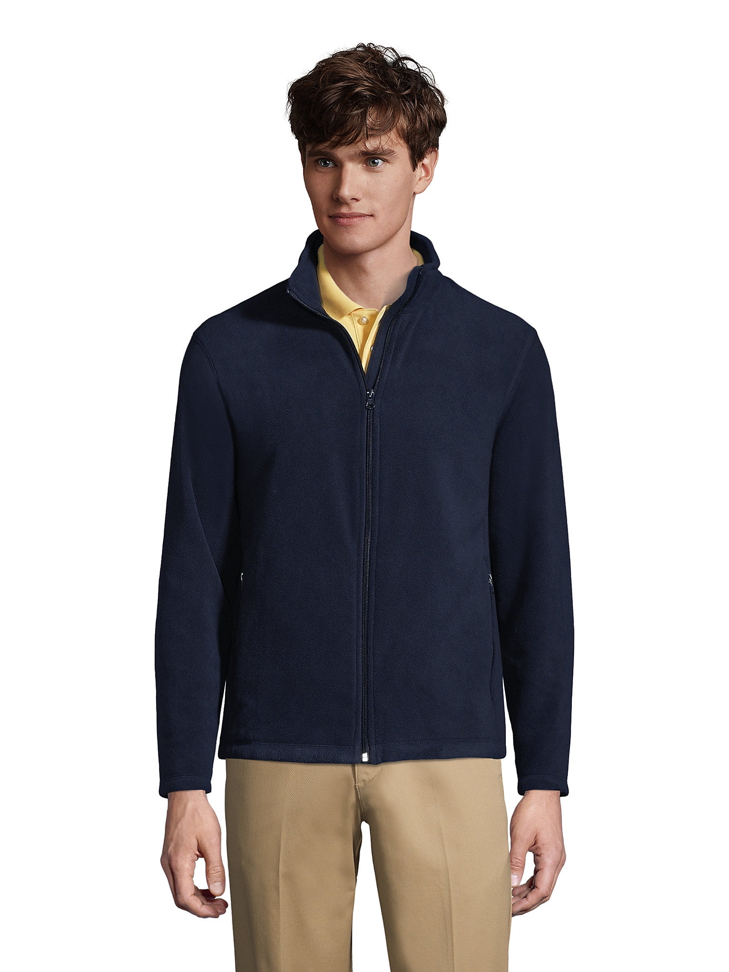 Lands' End School Uniform Men's Full-Zip Mid-Weight Fleece Jacket ...