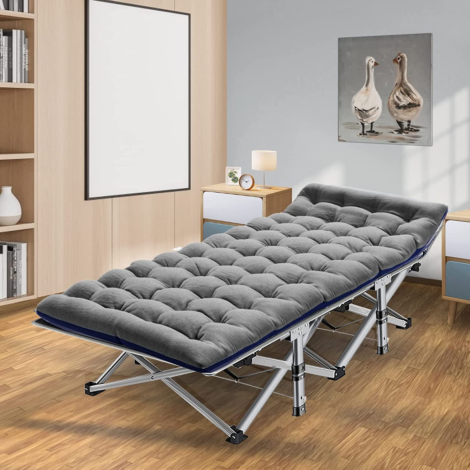 Folding Bed with 3.3 Inch 2 Sided Mattress & Carry Bag for Adults ...