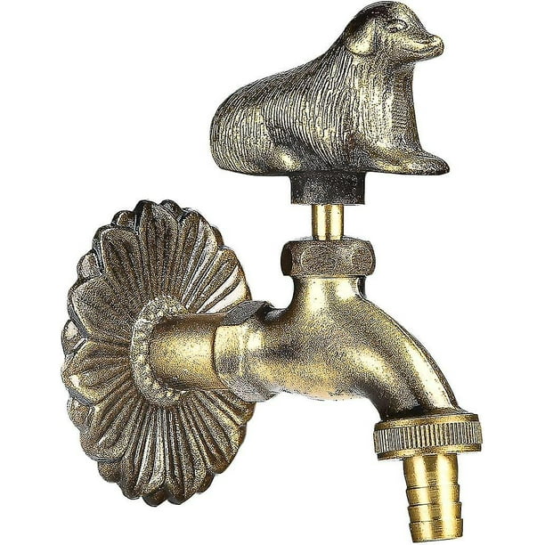 Outdoor Faucet Garden Water Tap - Solid Brass Antique Gold Finish Wall ...