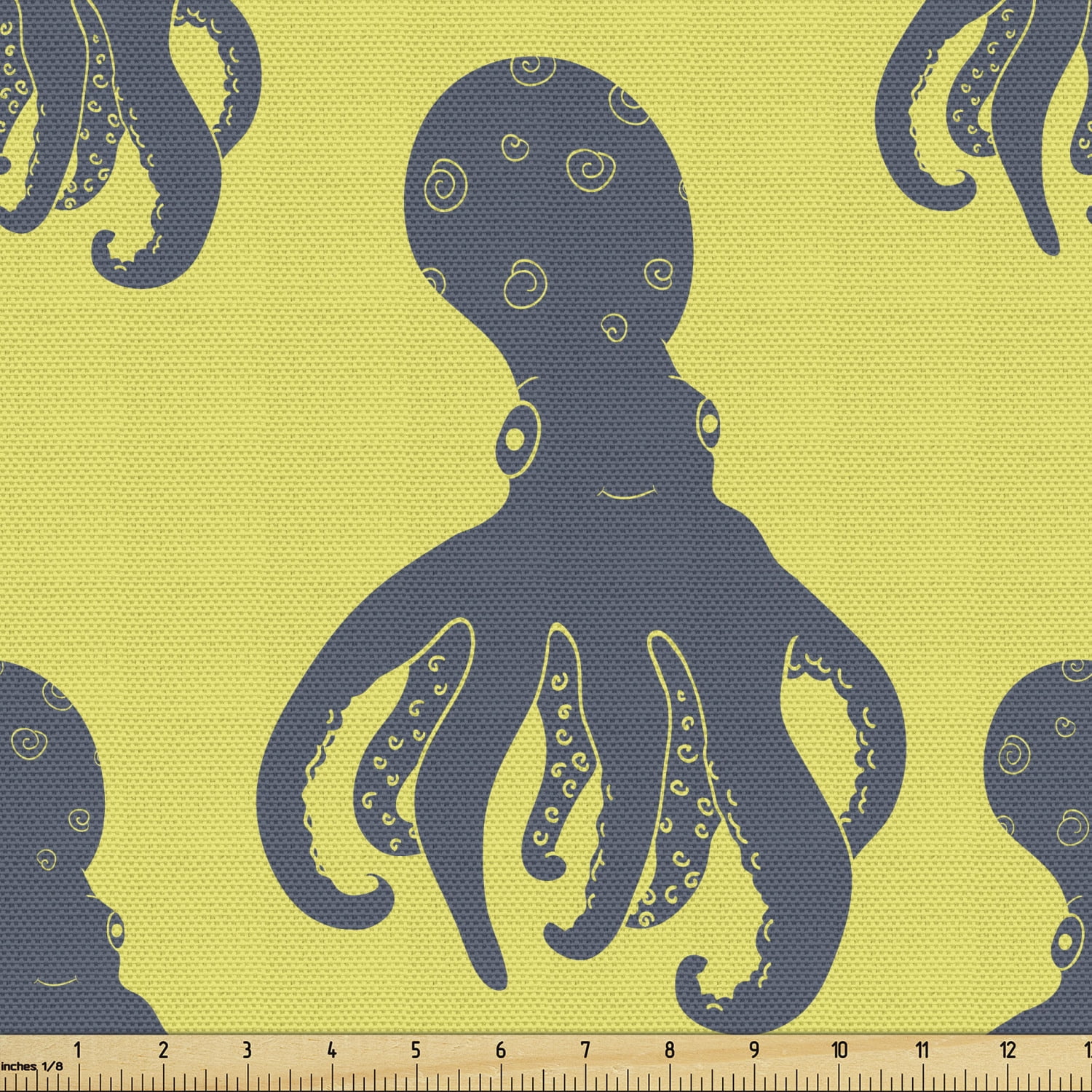 Octopus Upholstery Fabric by the Yard, Hand Drawn Abstract Marine ...