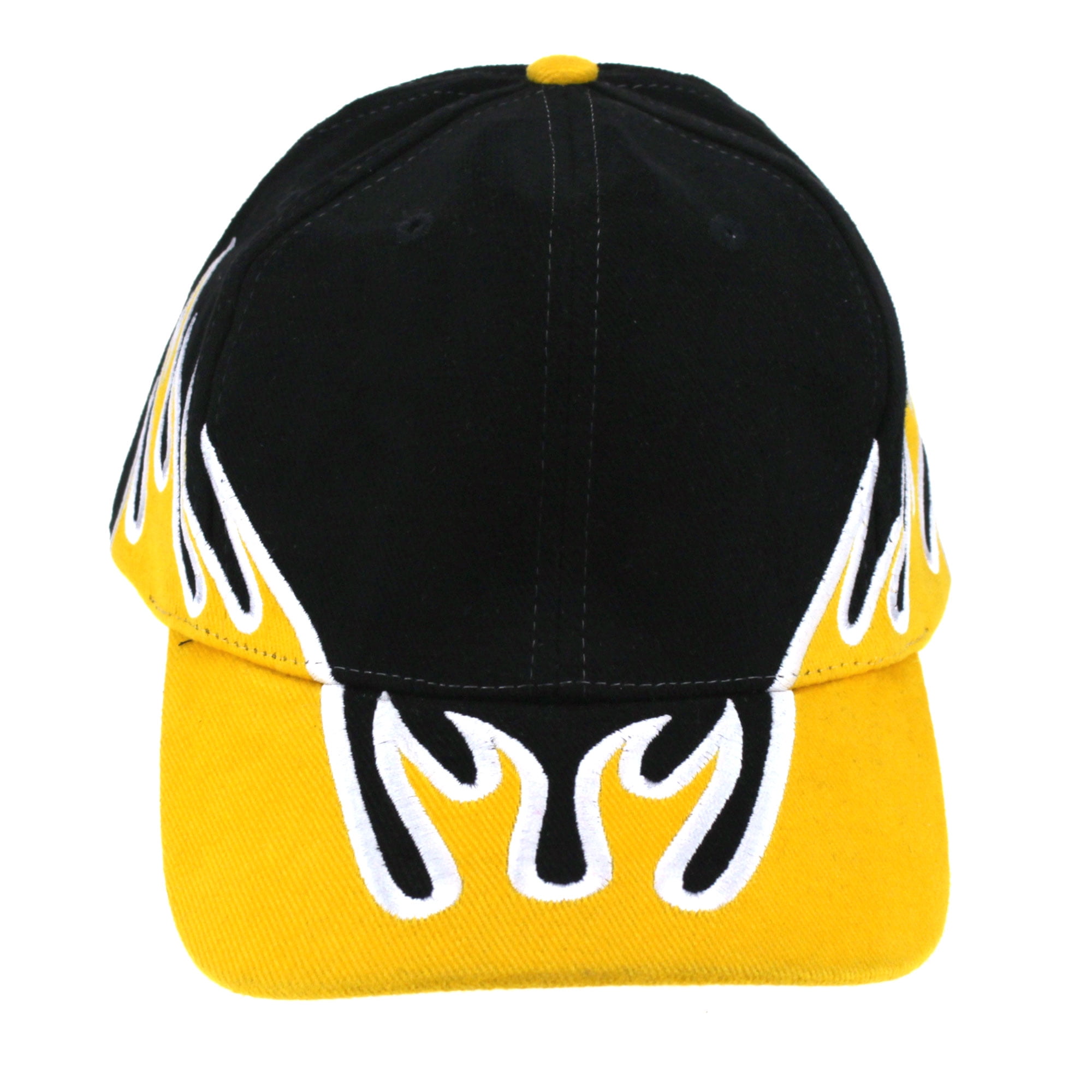 Mens Race Car Flaming Racing Heavy Brushed Cotton Baseball Cap Yellow ...