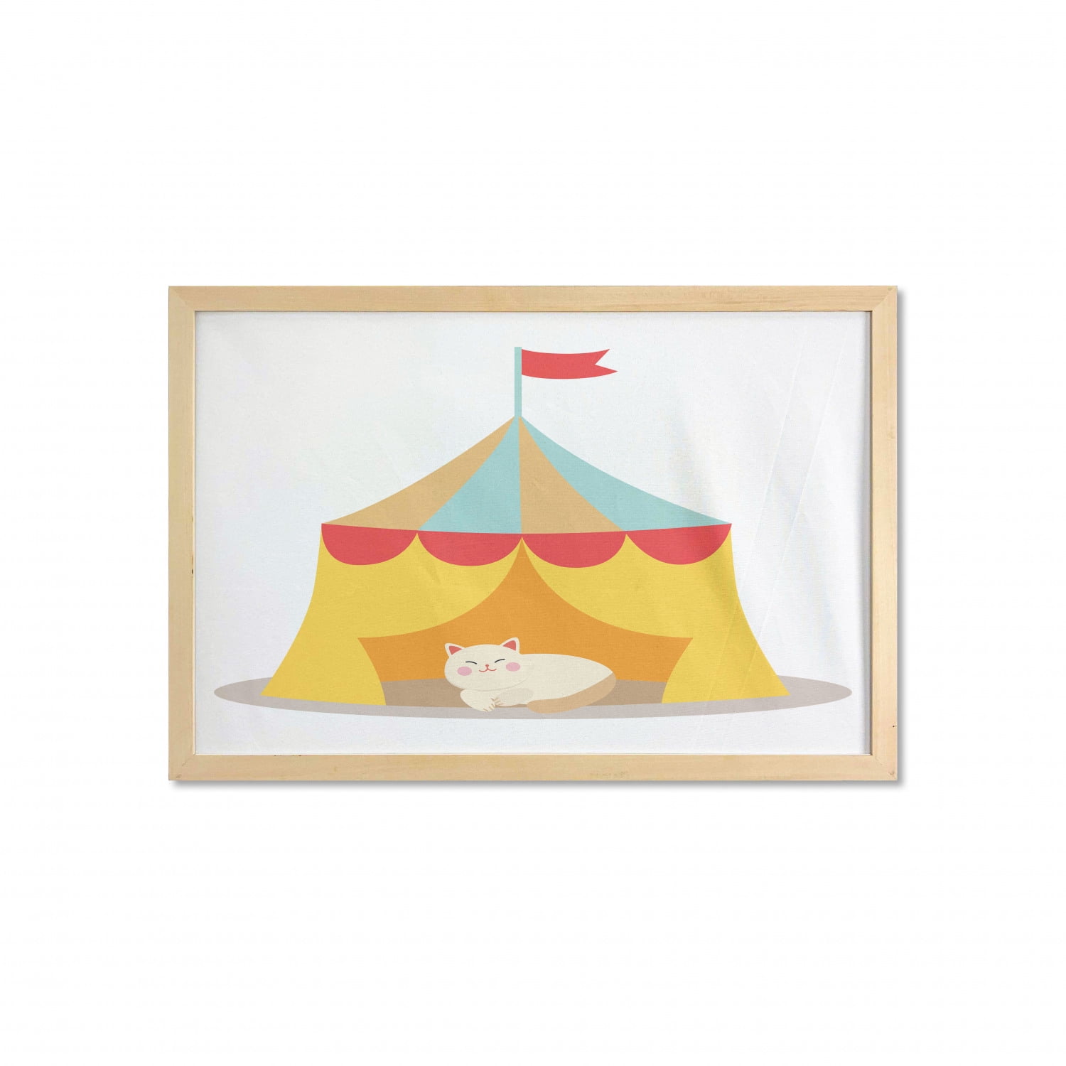 Circus Wall Art with Frame, Furry Cat Kitten in a Circus Tent Smiling ...