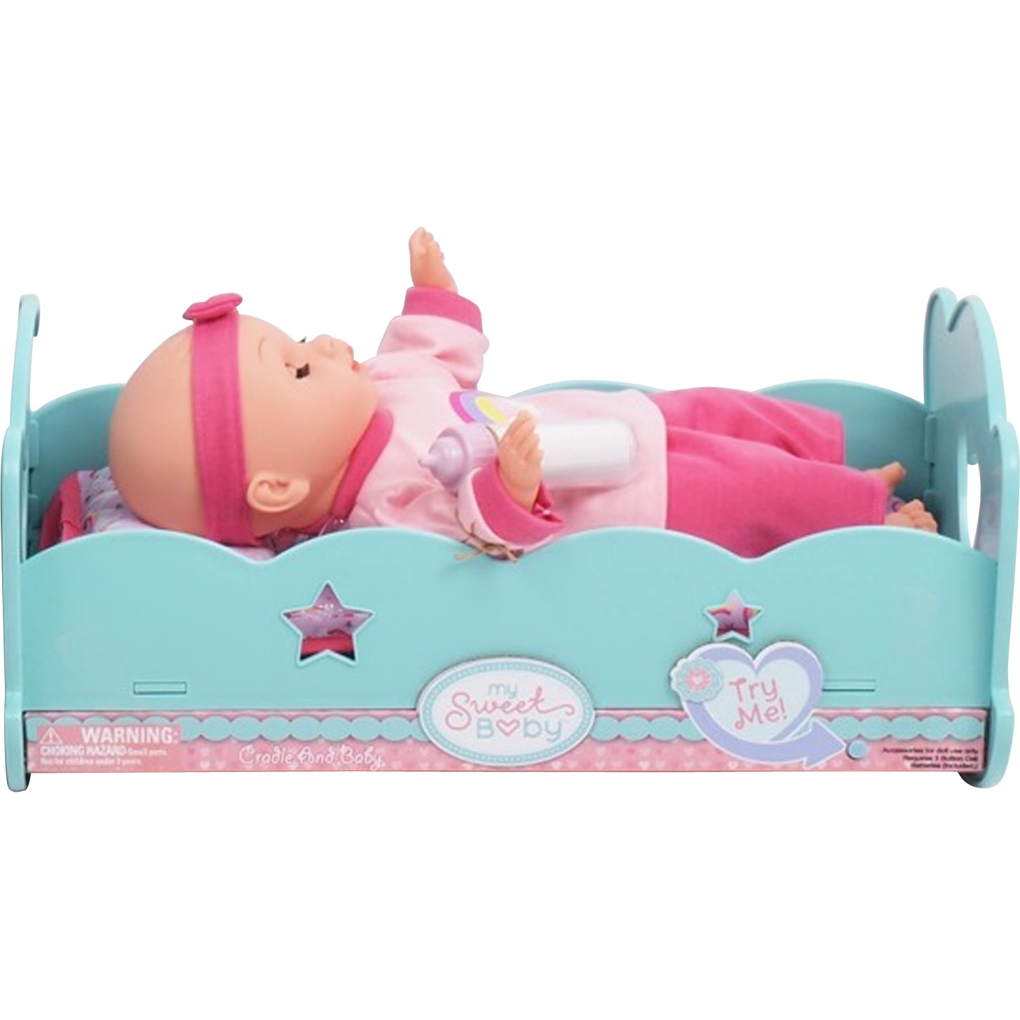 MSL 12 INCHES BABY AND ROCKING CRIB WITH SOUNDS (AA)(2 ASSORTED ...