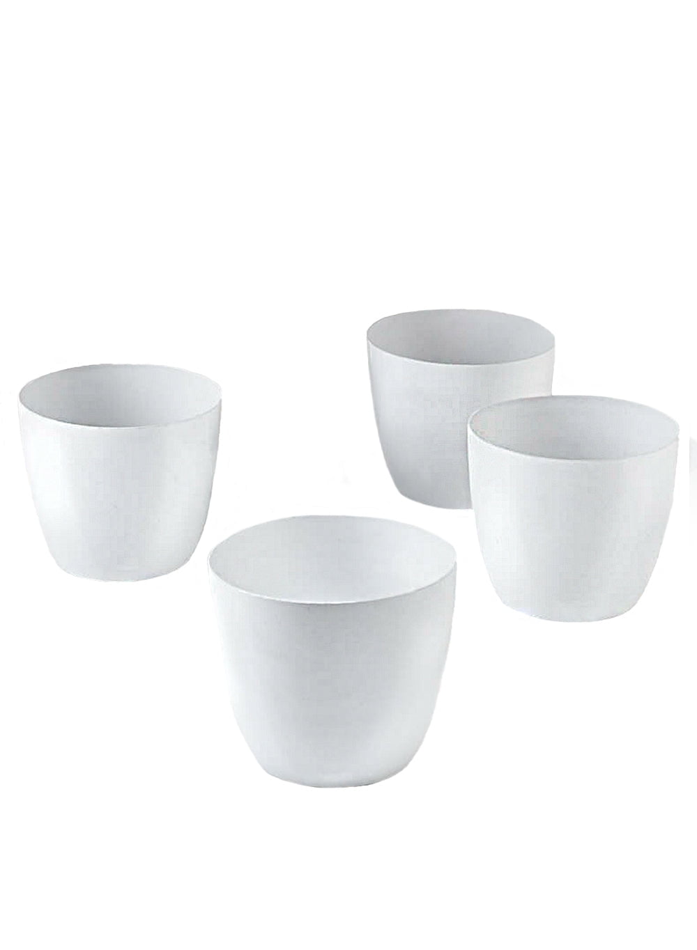Small White Modern Metal Cachepot - 4" Diameter & 3.5" Tall, Set of 4 ...