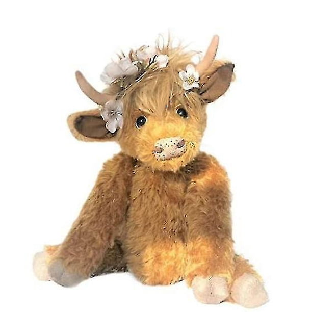 Scottish Highland Cow Plush Toy, Realistic Cow Stuffed Animal Soft Farm ...