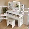 Furmax Makeup Vanity Desk and Bench Set with LED Lighted Mirror Vanity ...