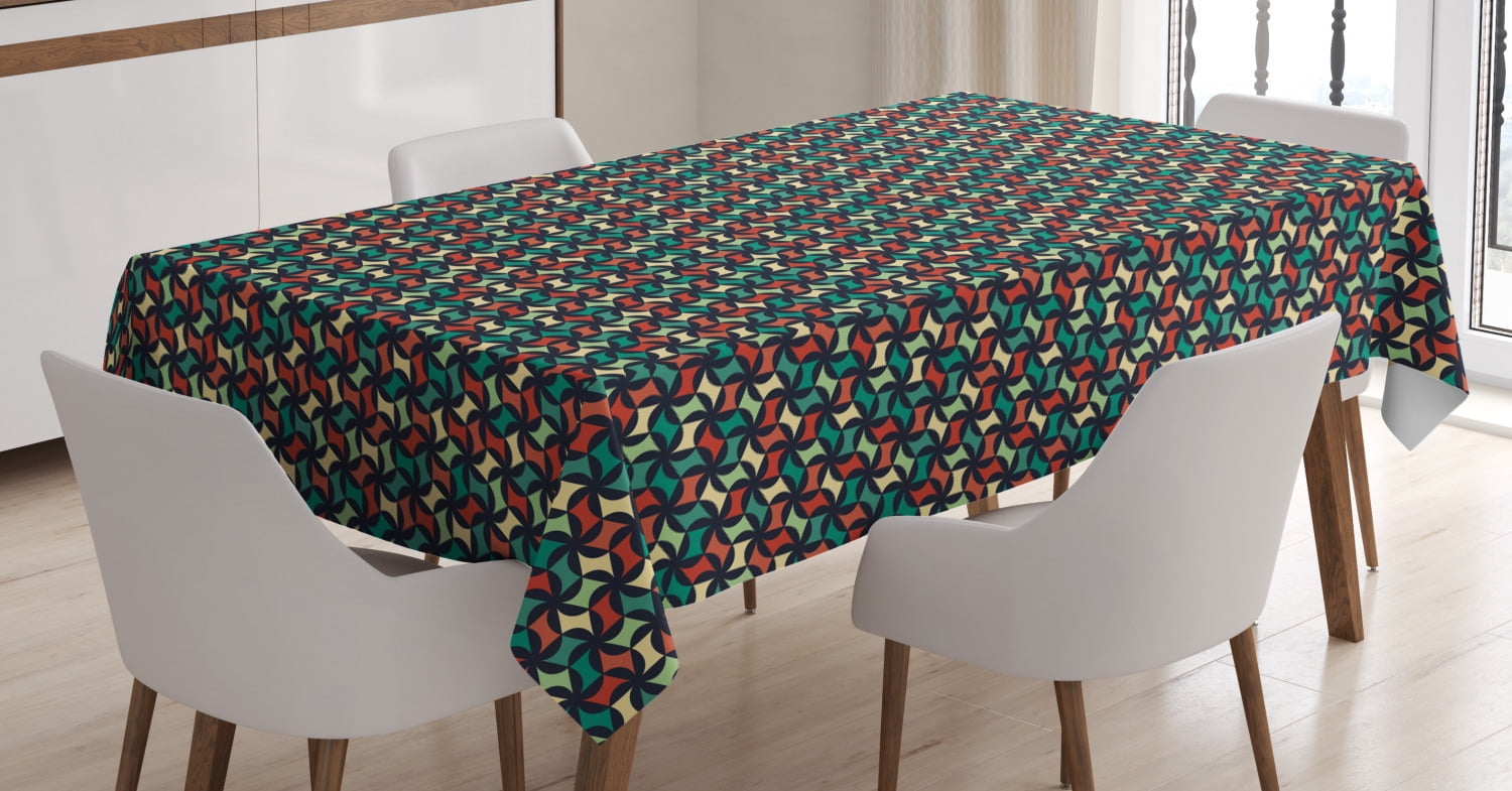 Modern Tablecloth, Contemporary Colorful Composition Abstract Shapes ...