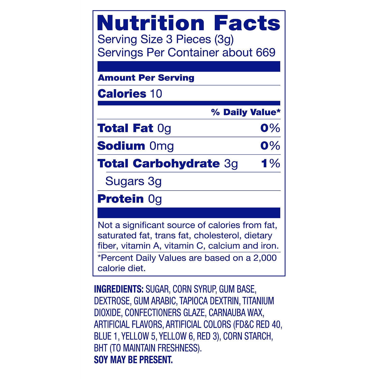 Double Bubble Ingredients